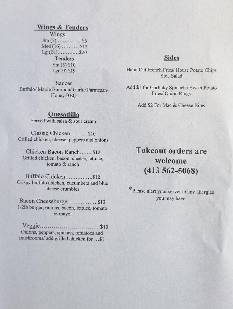 Menu at The Maple Leaf Pub, Westfield