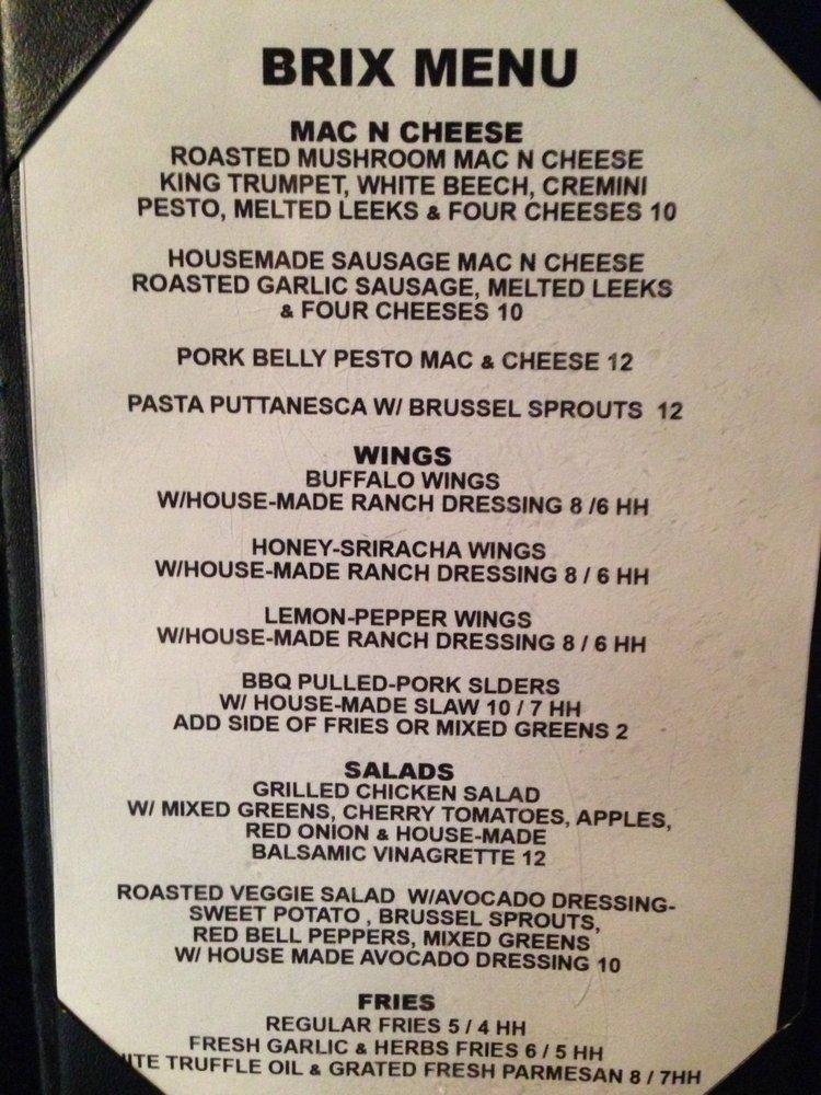 Menu at BRIX 581 pub & bar, Oakland