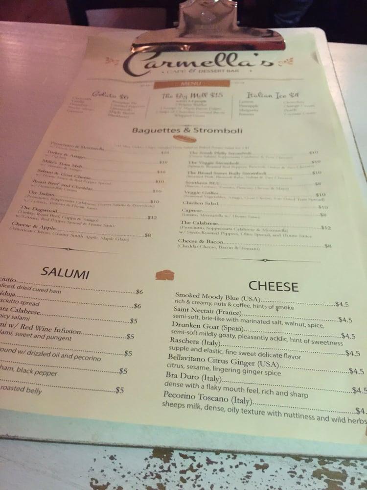 Menu at Carmella's Cafe and Dessert Bar, Charleston