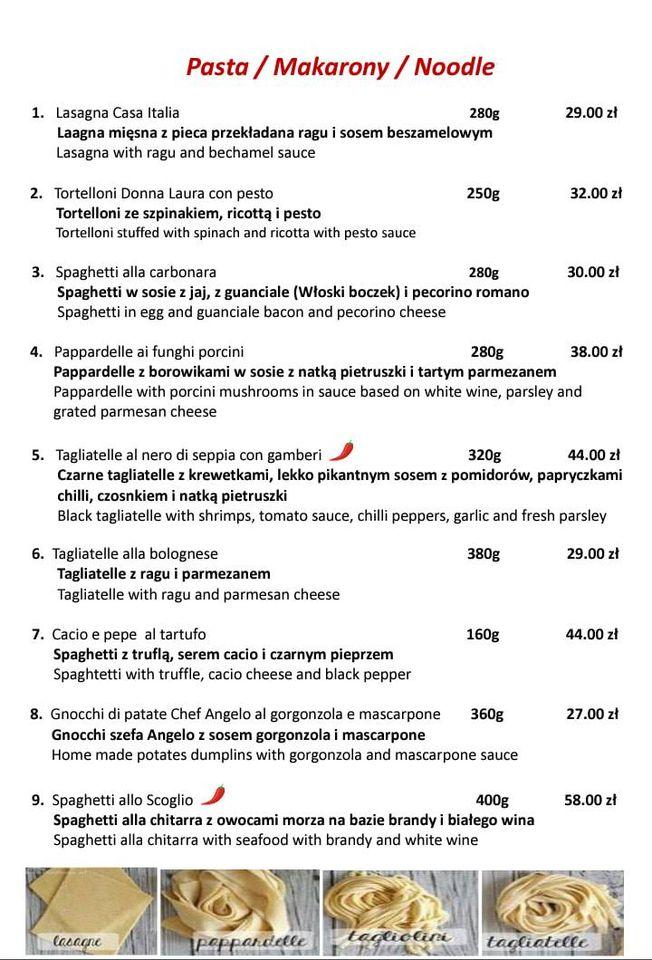 Menu at Casa Italia pub & bar, Slupsk