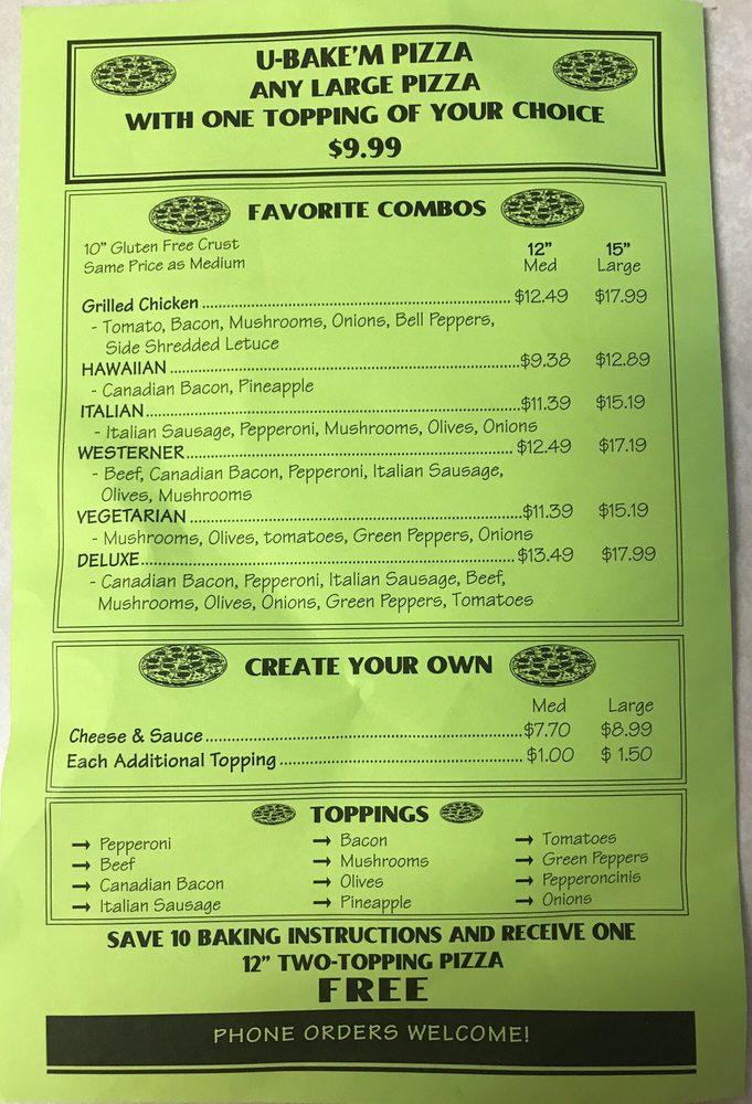 Menu at Mr. Sub pizzeria, Colville