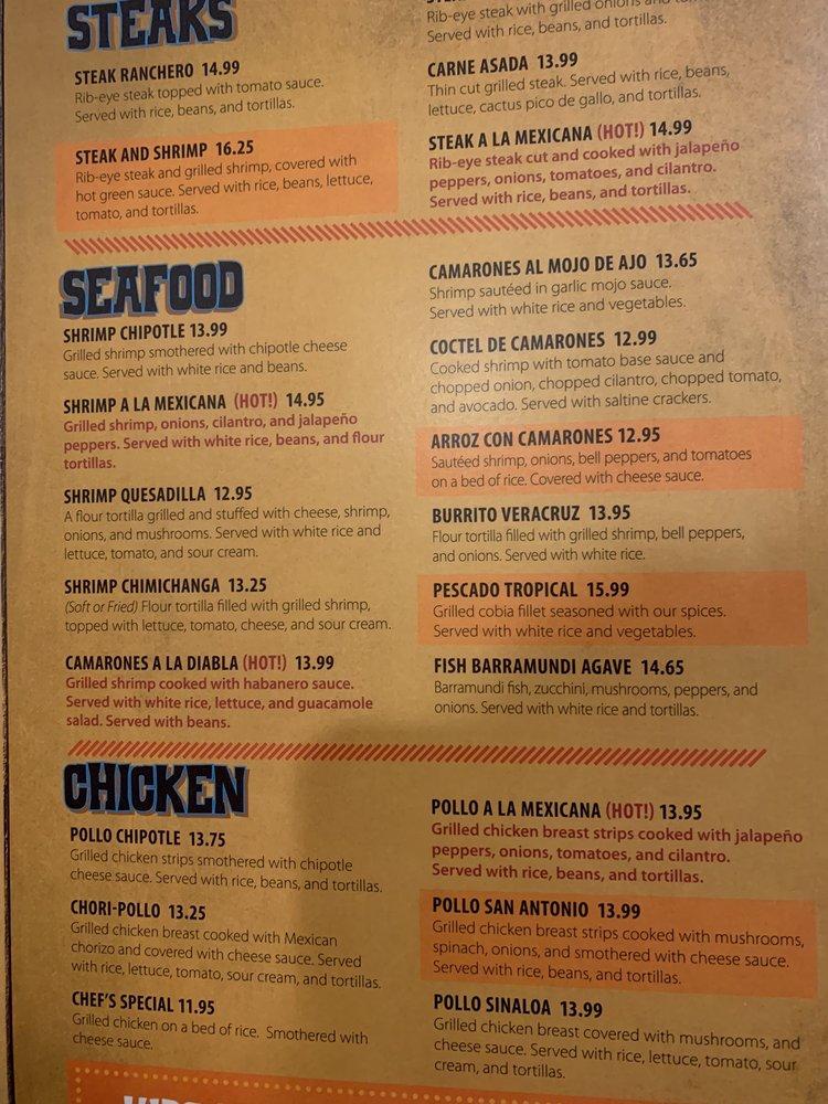 Menu at Casa Agave Mexican Grill restaurant, Wildwood