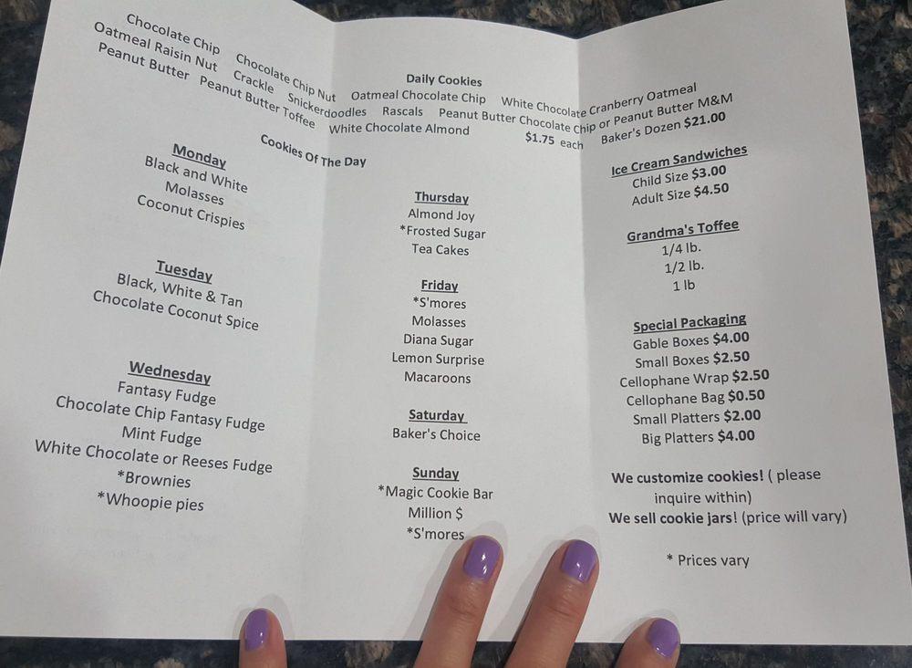 Menu at Cookie Jar desserts, Elk Grove, Bruceville Rd