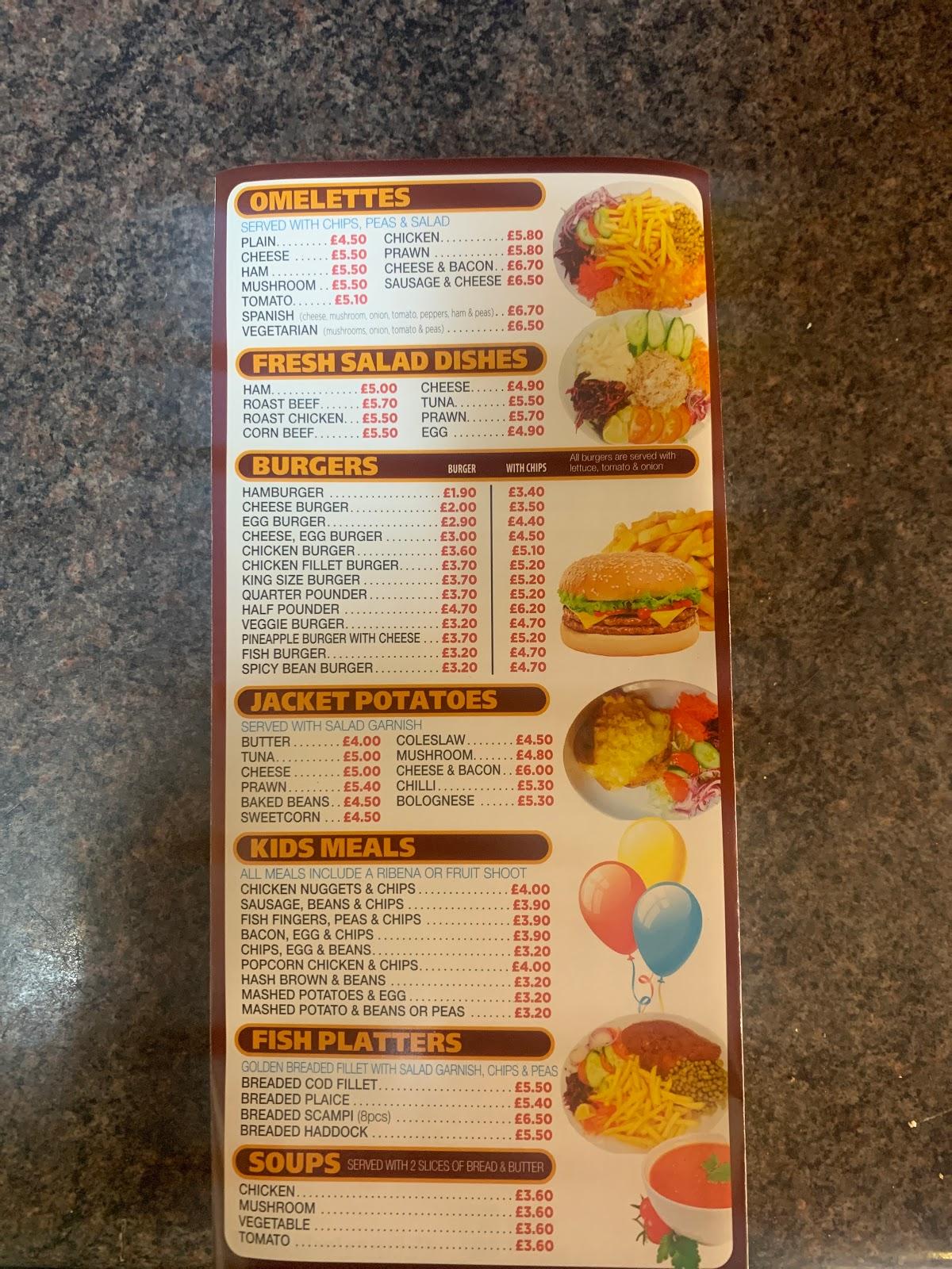 Menu at Crumbs Cafe, Beck Row