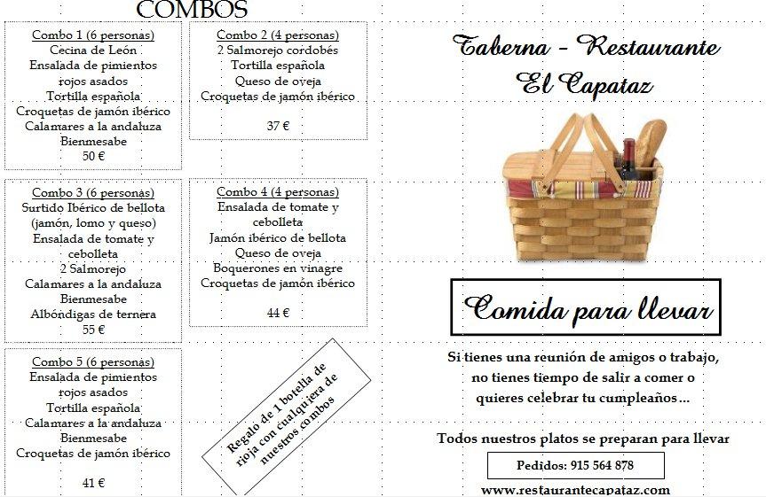 Menu at El Capataz steakhouse, Madrid