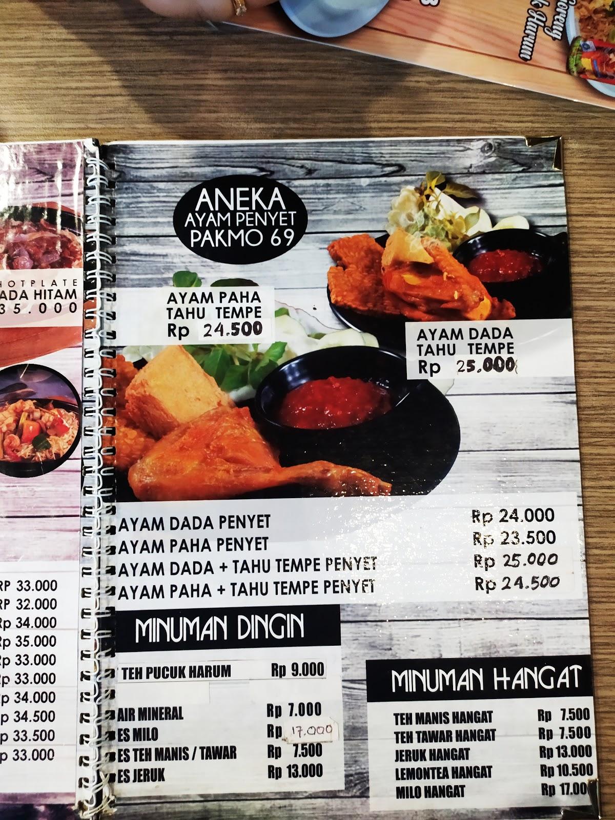 Menu at Nasi Goreng 69 restaurant, Surakarta, Solo Square