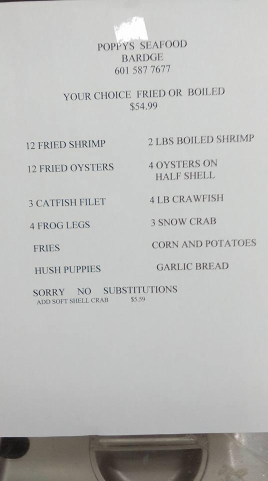 Menu at Poppy's Mini Mart, Monticello