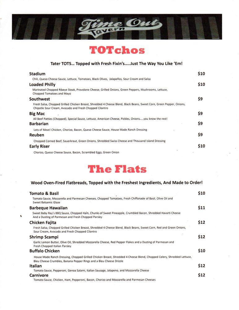 Menu at TimeOut Tavern pub & bar, Newport, 360 E Chatham St