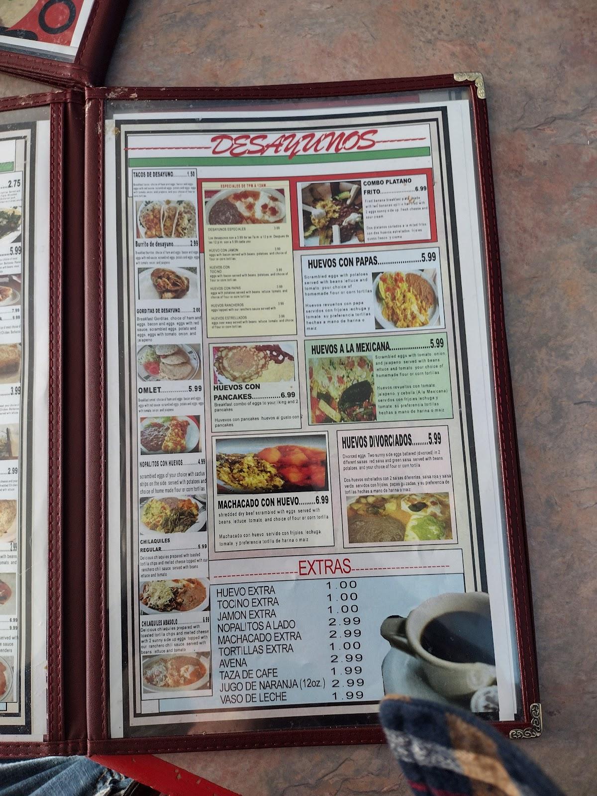 Menu at Abasolo restaurant, Houston