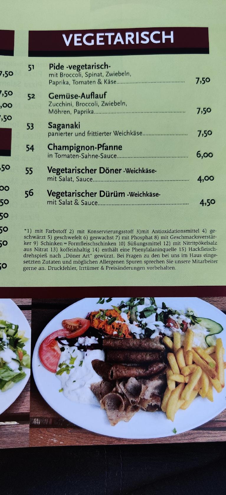 Menu au Aldente Imbiss Biergarten pub et bar, Sarstedt