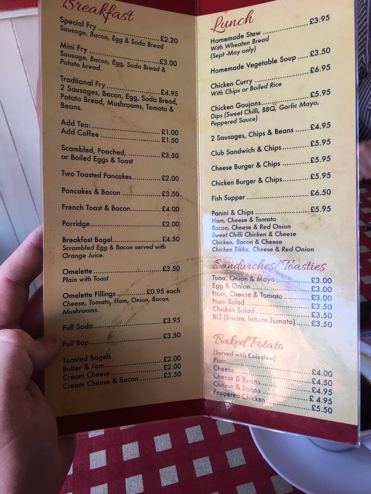 Menu at Cafe Red, Belfast