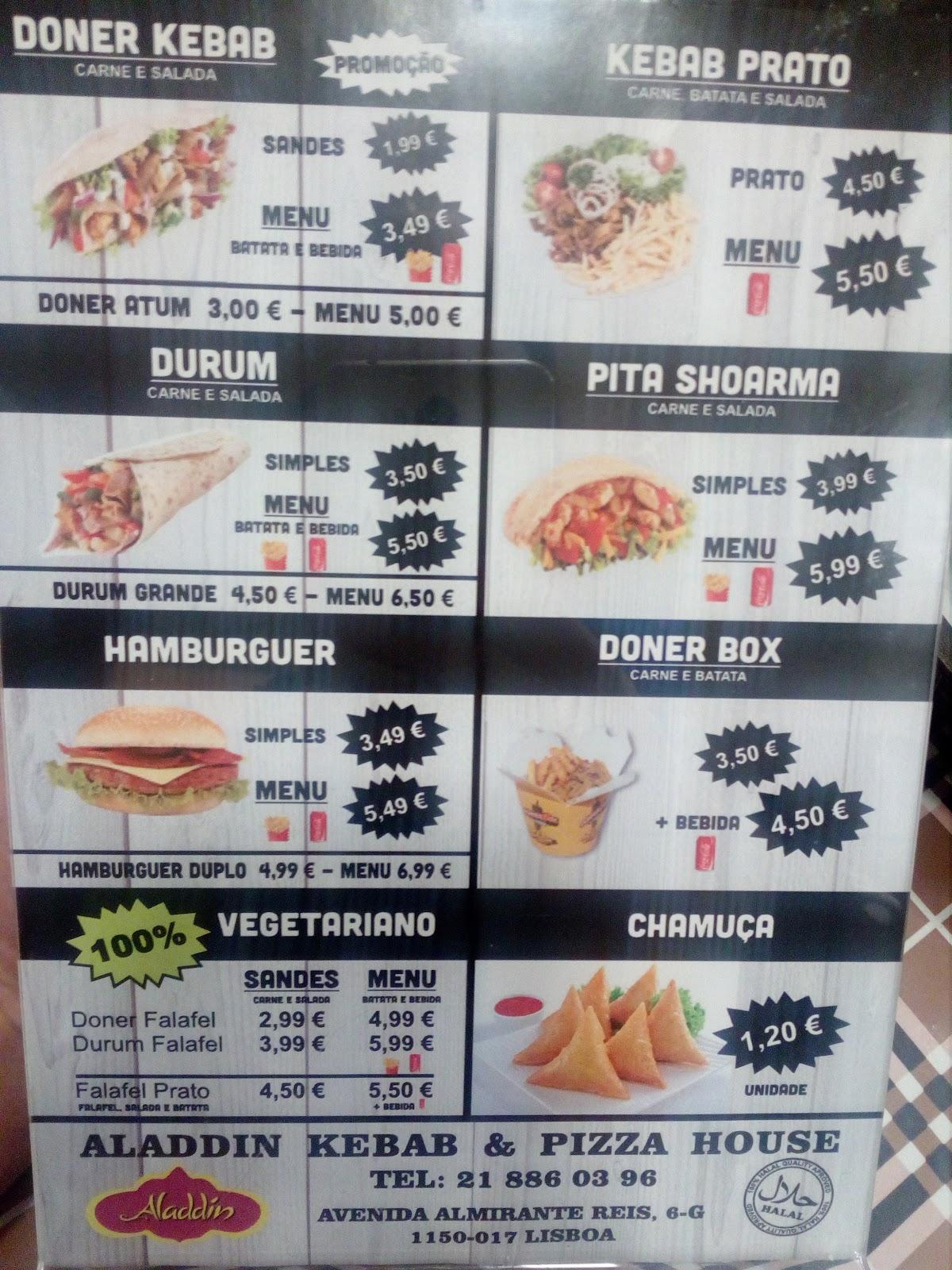 Menu em Halal Counter Pizza & Kebab House restaurante, Lisboa