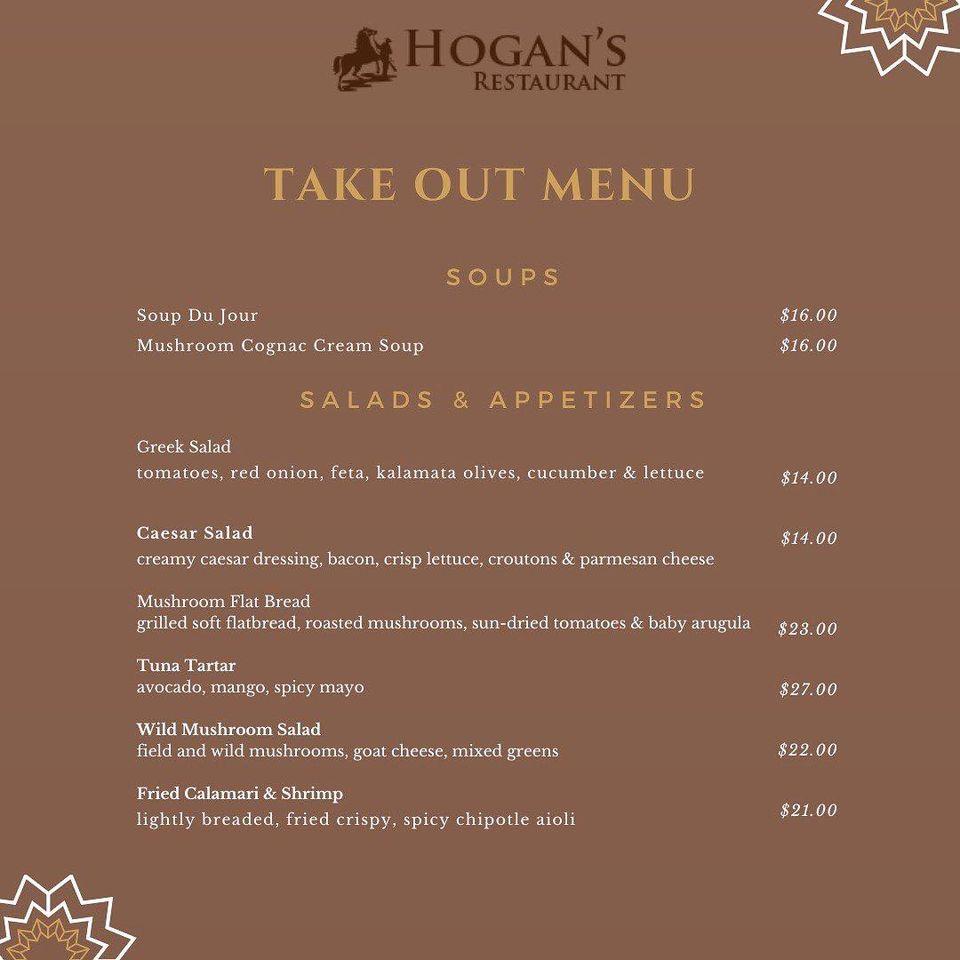 Menu at Hogan's Restaurant, King City
