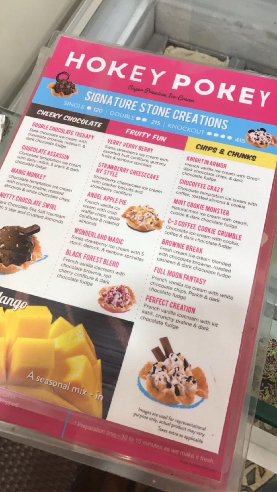 Menu at Hokey Pokey, Mumbai, Shop No. 10