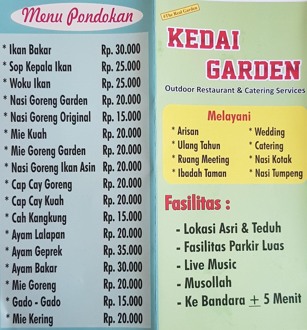 Menu at Kedai Garden restaurant, Makassar