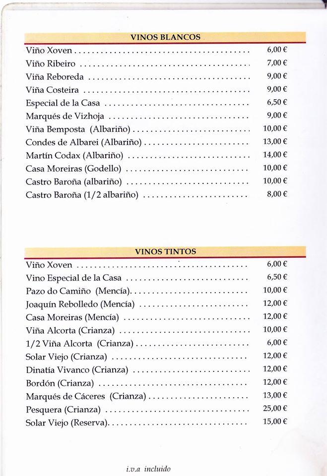 Carta de Mesón RESTAURANT FERRADURA, Santiago de Compostela, Av. de ...