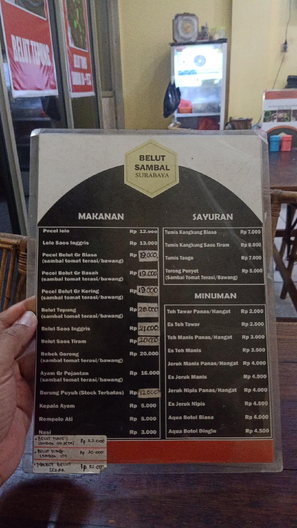 Menu at Rumah Makan Belut Sambel Surabaya cafe, Semarang