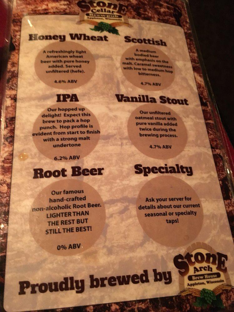 Menu at Stone Arch Brewpub, Appleton