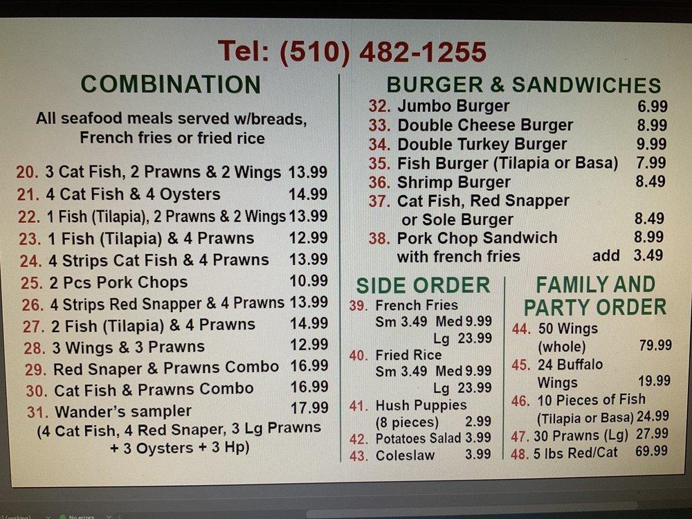 Menu at 1 Seafood & Chicken restaurant, Oakland