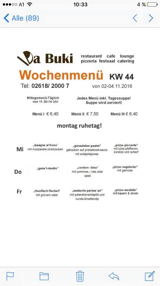 Menu at Restaurant Da Buki, Neutal