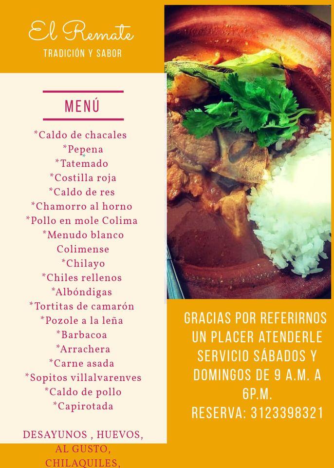 Menu at El REMATE Tradicion Y Sabor restaurant, Mexico