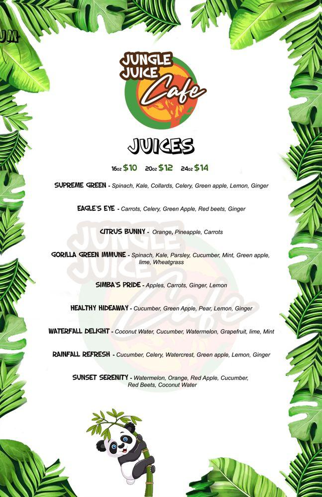 Menu at Jungle Juice Cafe, New York City, 843 Classon Ave