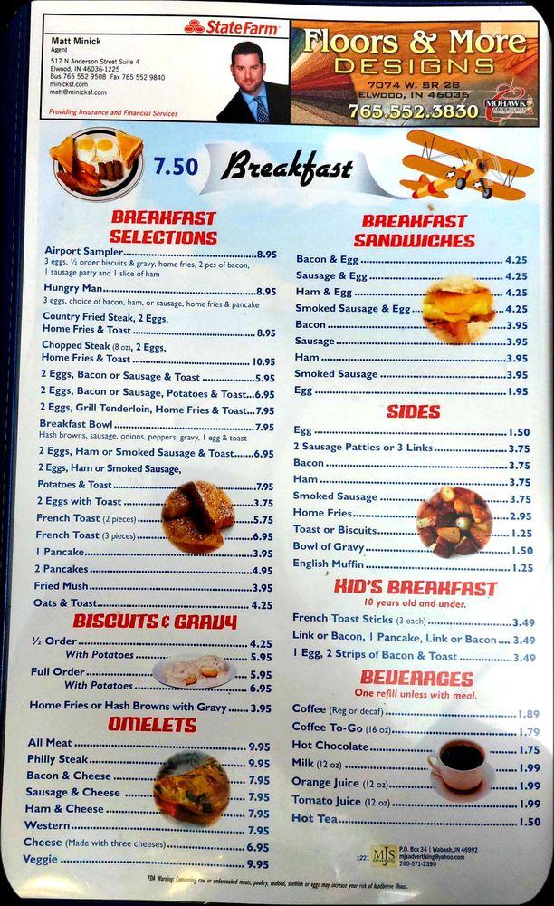 Menu at Airport Restaurant, Elwood
