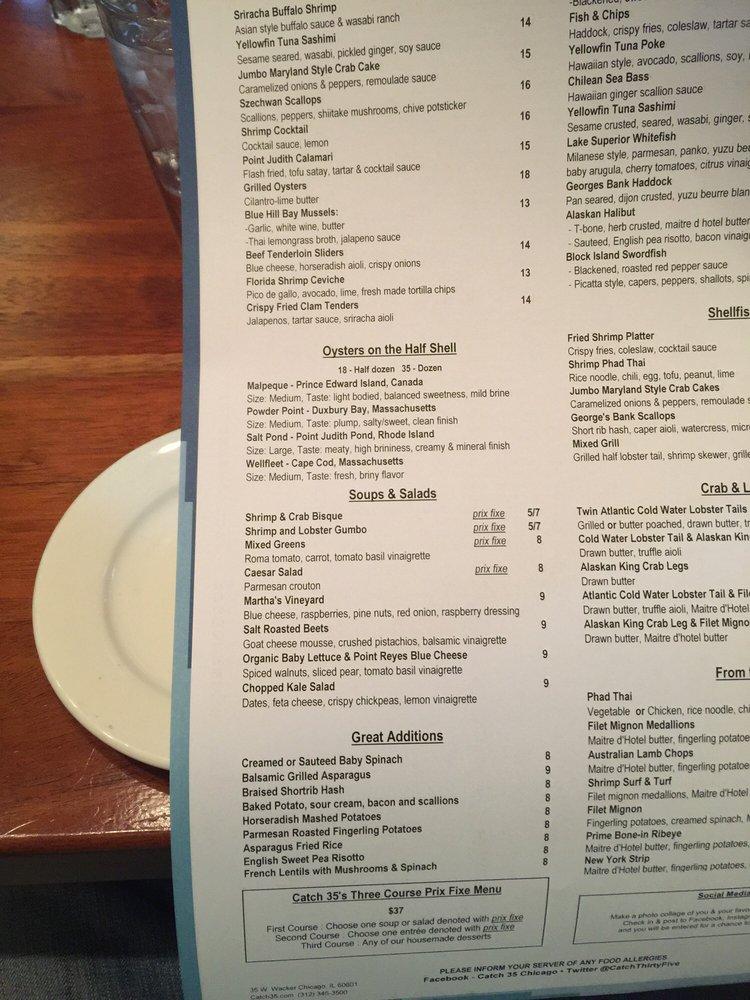 Menu at Catch 35 pub & bar, Chicago