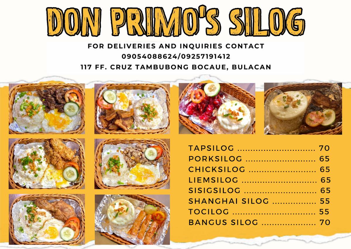 Carta del restaurante Don Primos Silog, Bocaue