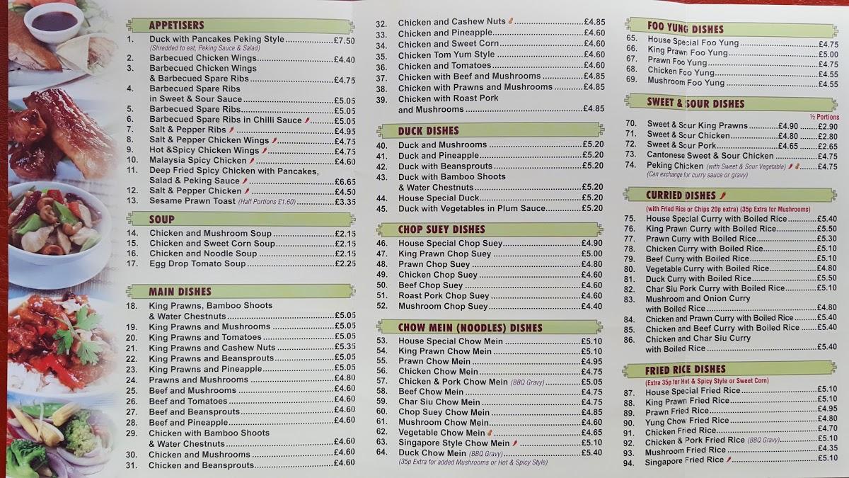 Menu at Golden Bridge fast food, Nuneaton