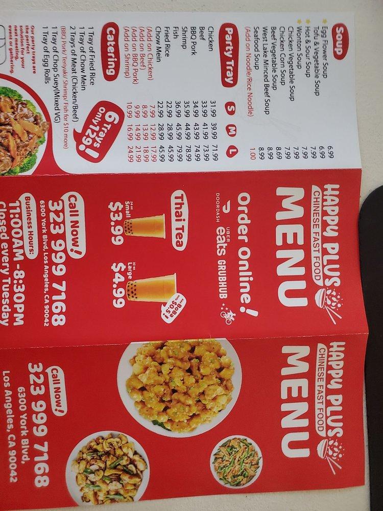Menu at Happy Plus Chinese Restaurant, Los Angeles