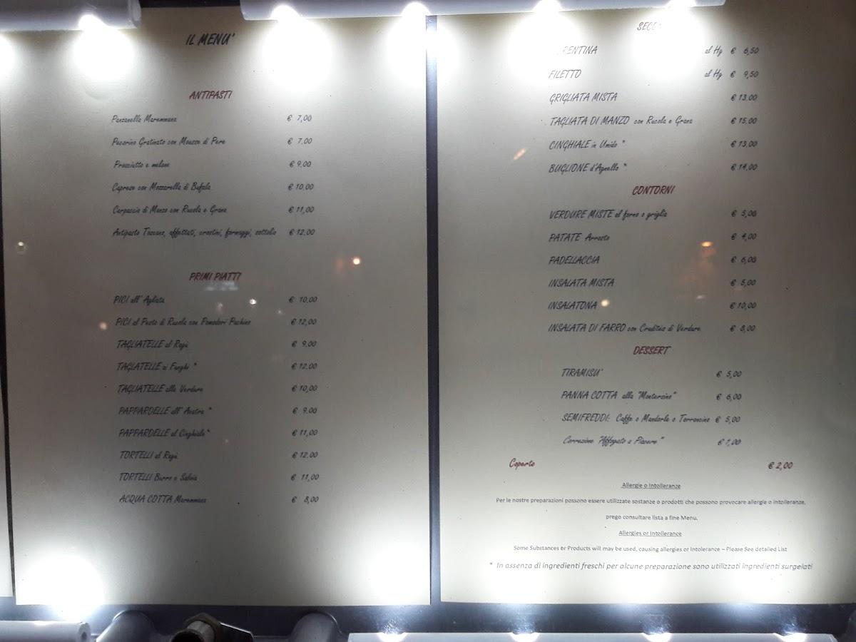 Menu at da Alessandro "Magno" BBQ, Saturnia