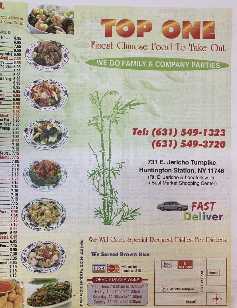 Menu at Top One restaurant, Huntington Station