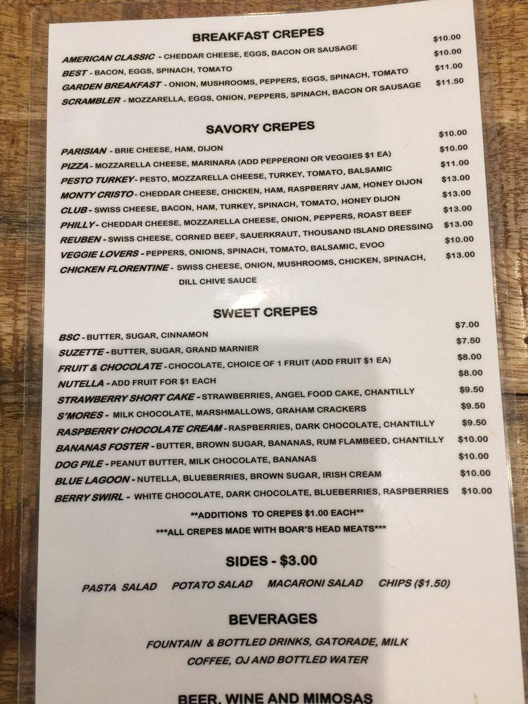 Menu at Creative Crêpes desserts, South Lake Tahoe, Lake Tahoe Blvd #7