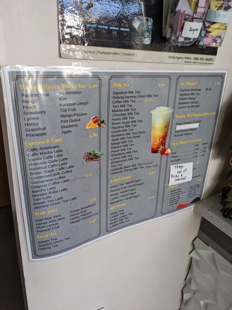 Menu at Ding Tea pub & bar, Downey