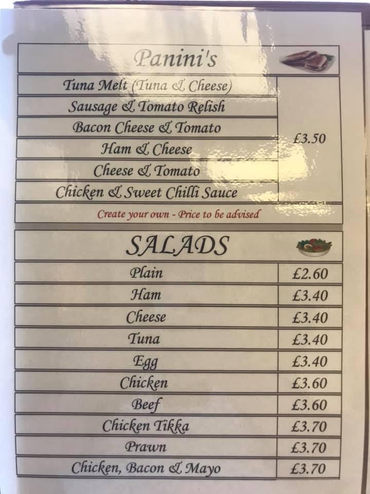 Menu at Snack Packers fast food, Salisbury