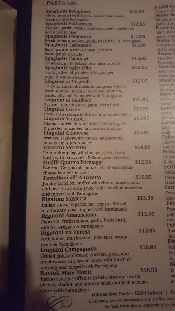 Menu at Tropea Ristorante Italiano pizzeria, Redmond, NE 87th St