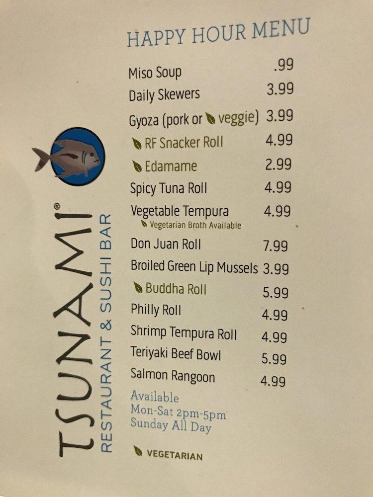 Menu at Tsunami Restaurant & Sushi Bar - Traverse Mountain, Lehi