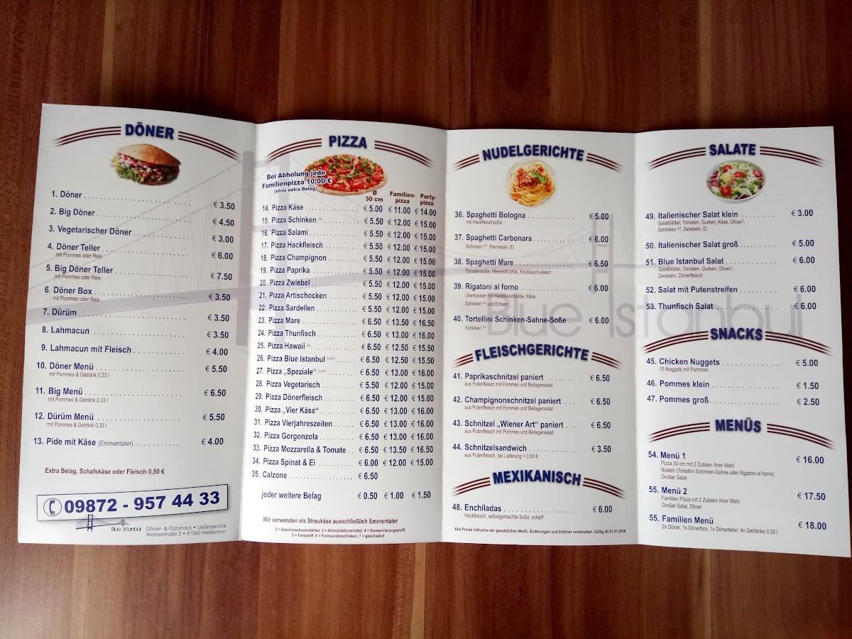 Speisekarte von Blue Istanbul restaurant, Heilsbronn