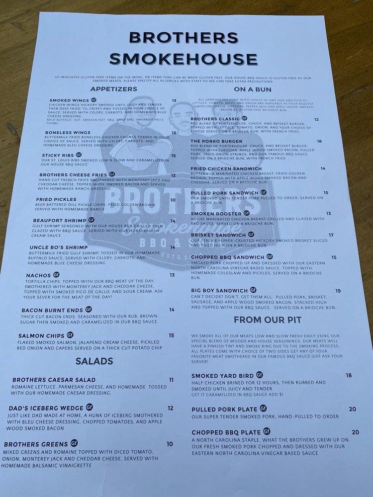 Menu at Brothers Smokehouse BBQ & Soul, Ramsey, 900 Route 17 N