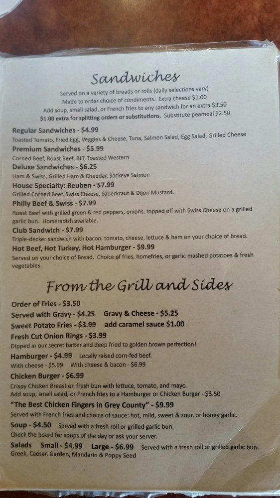 Menu at Dragonfly Cafe, Owen Sound, ON-10