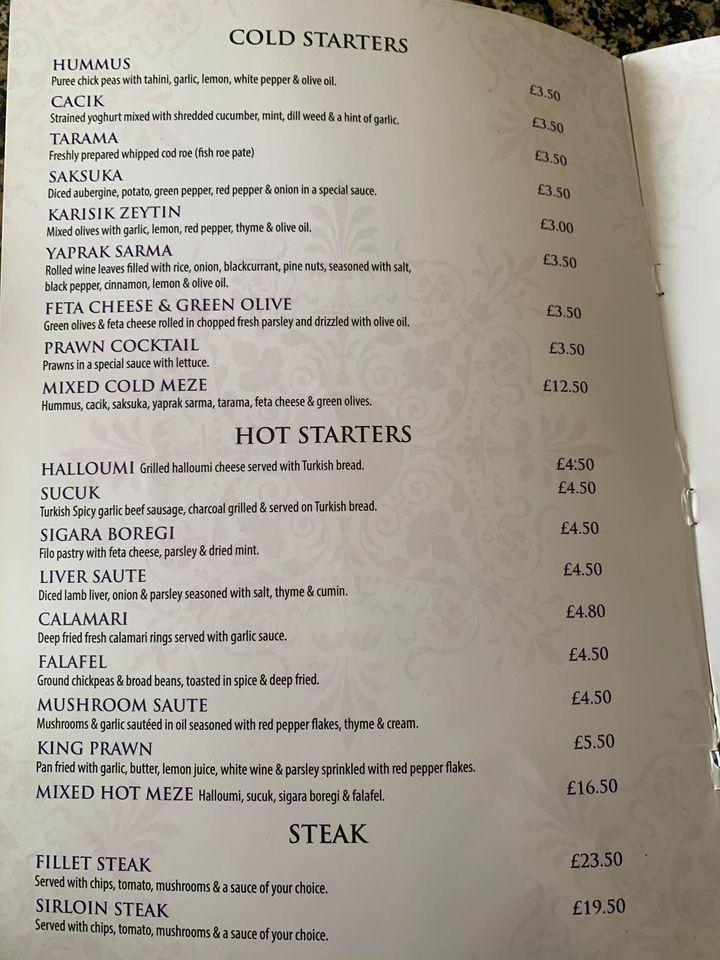 Menu at Izzi cafe, Canvey Island
