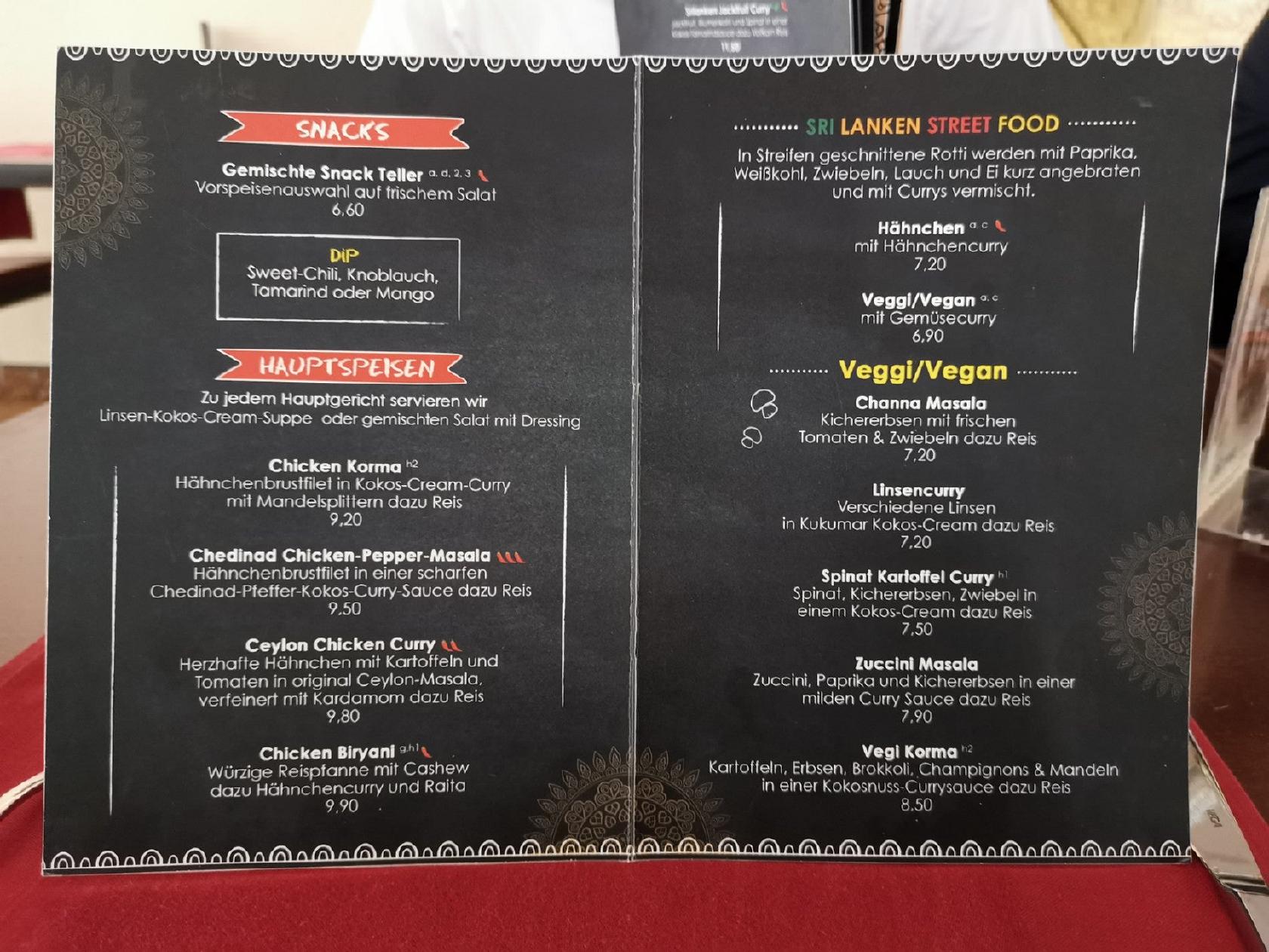 Speisekarte von Suvai Bar & Restaurant, Essen