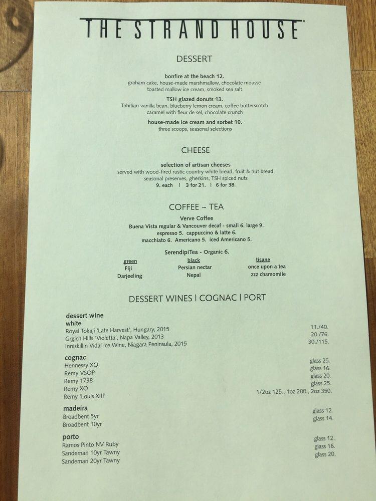 Menu at The Strand House pub & bar, Manhattan Beach