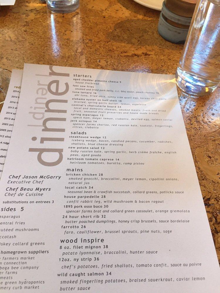 Menu at Central Restaurant, Montgomery