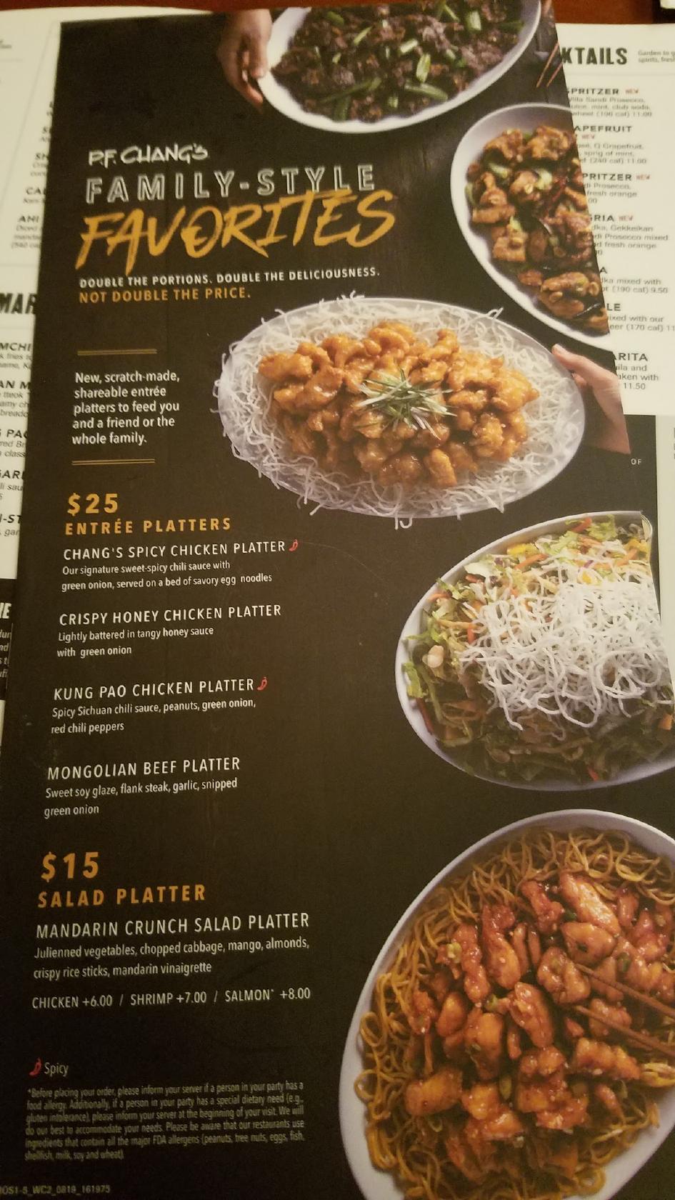 Menu at P.F. Chang's restaurant, Dublin, Parkcenter Cir