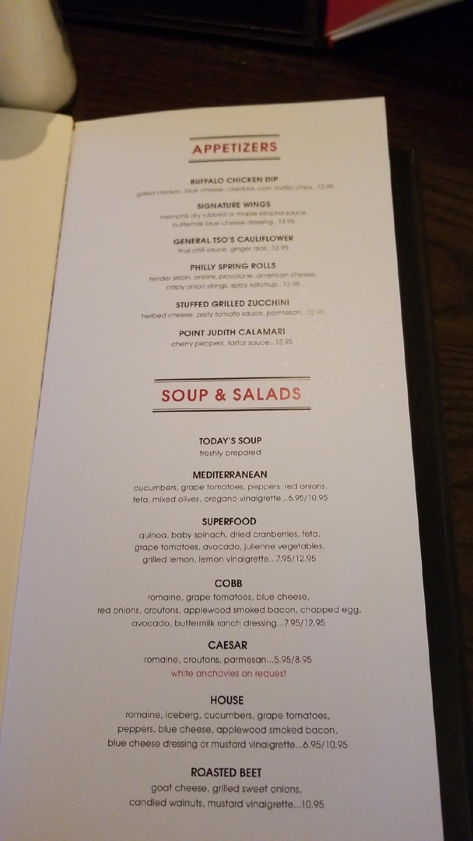 Menu at Burtons Grill & Bar, Westford