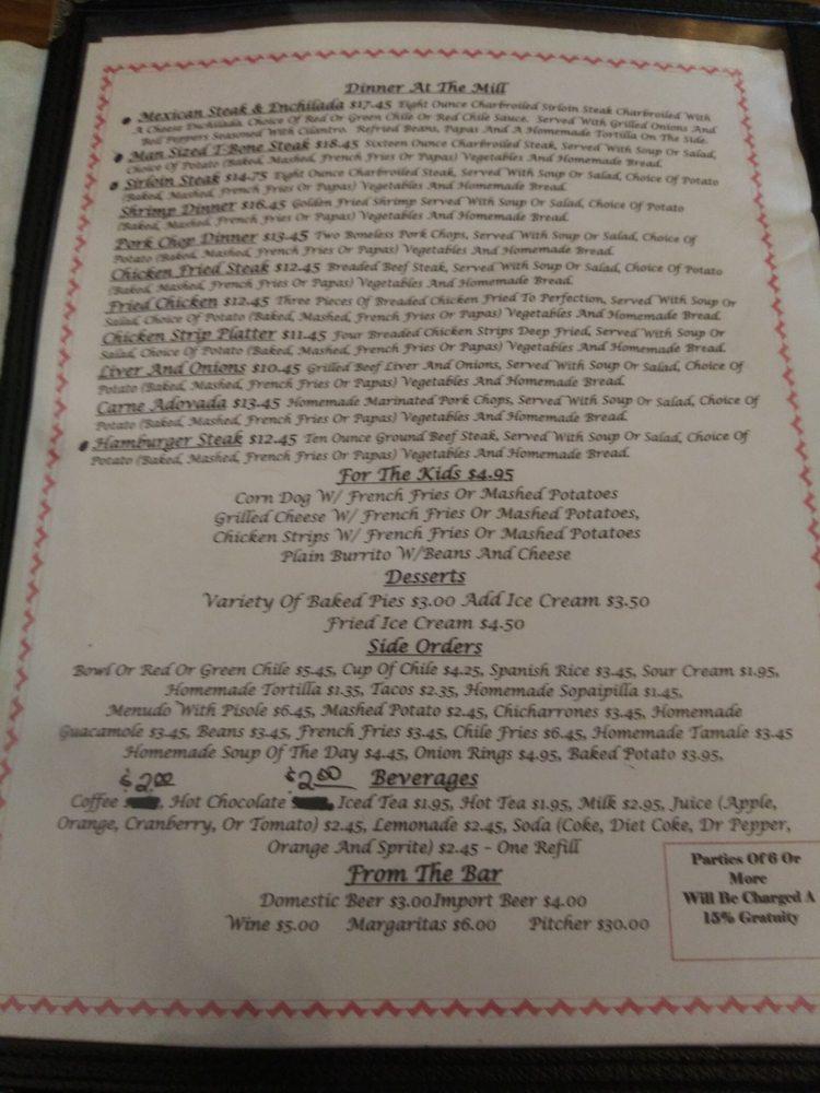 Menu at Dutch Mill Cafe & Bar, Antonito