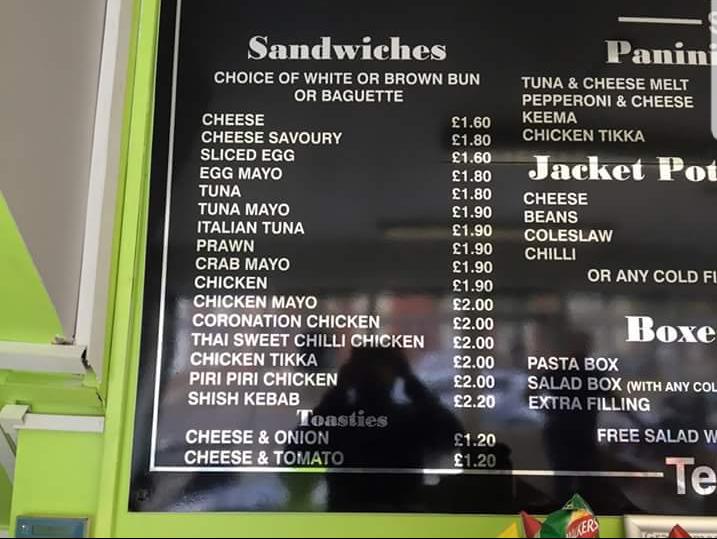 Menu at Good Fillers Sandwich Bar, Middlesbrough