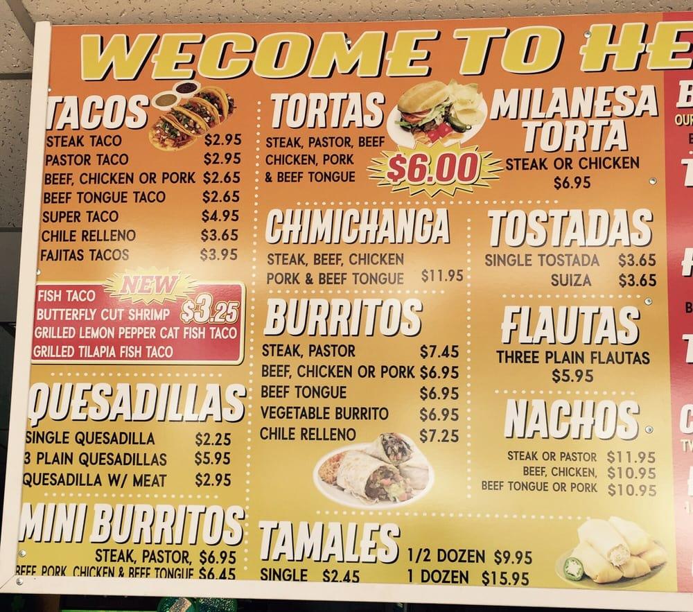 Menu at Hernandez Burrito Station restaurant, Chicago, W 111th St #1832